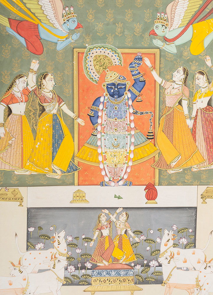 Pichwai Art Green Cotton Cloth WALL ART & TAPESTRY Jaipur Rugs AE