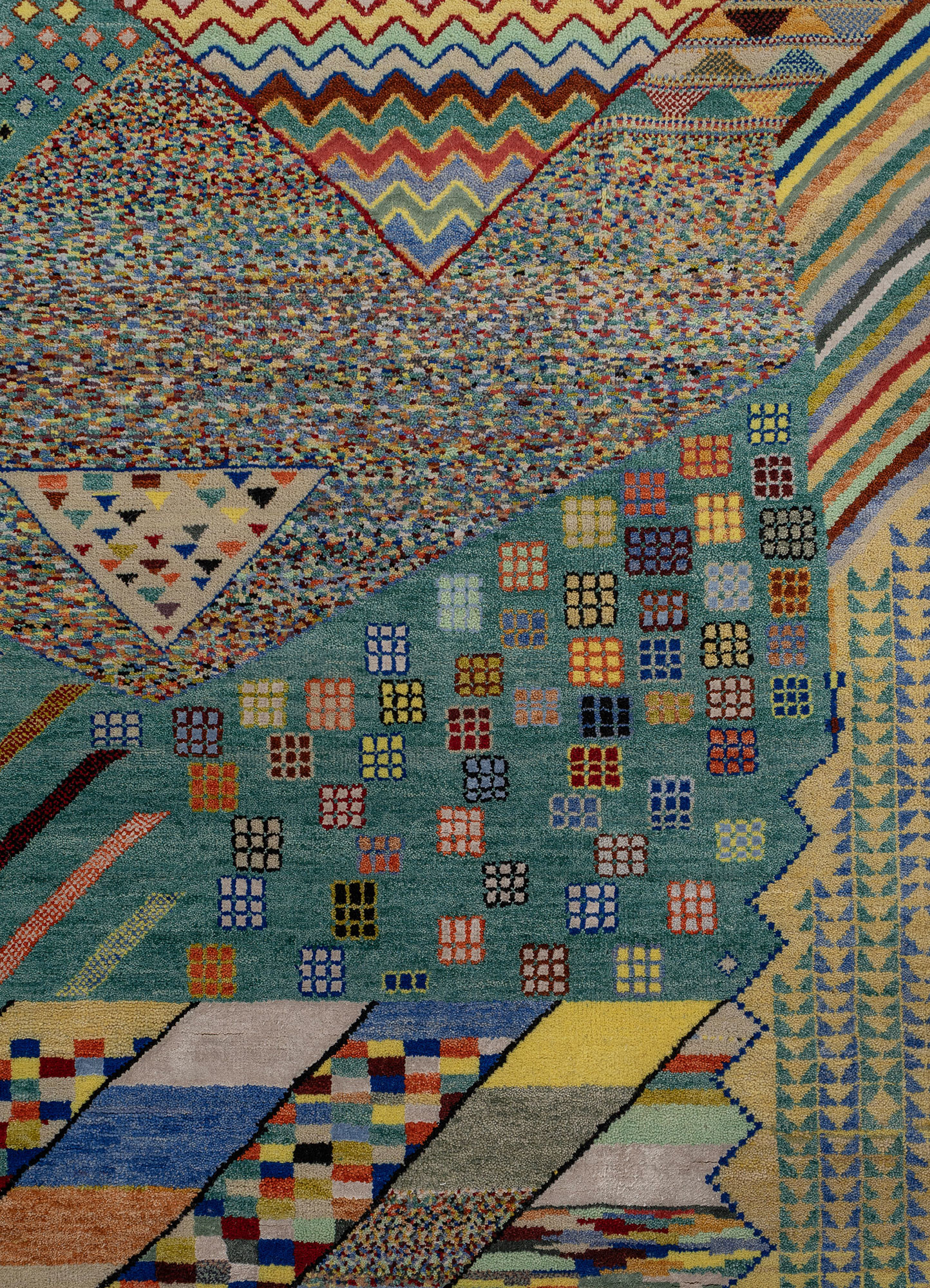 Manchaha Green Hand Knotted Wool & Bamboo Silk Rugs-Les-1192-Jaipur Rugs IN