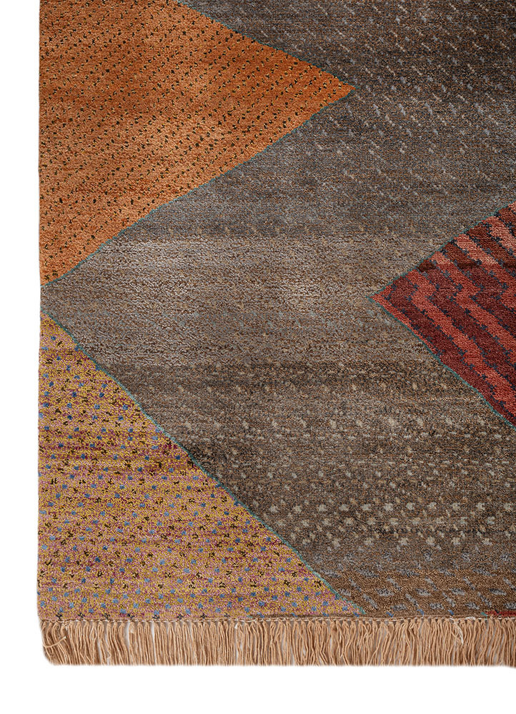 Manchaha Red & Orange Hand Knotted Wool & Bamboo Silk Rugs - Les-2808 ...