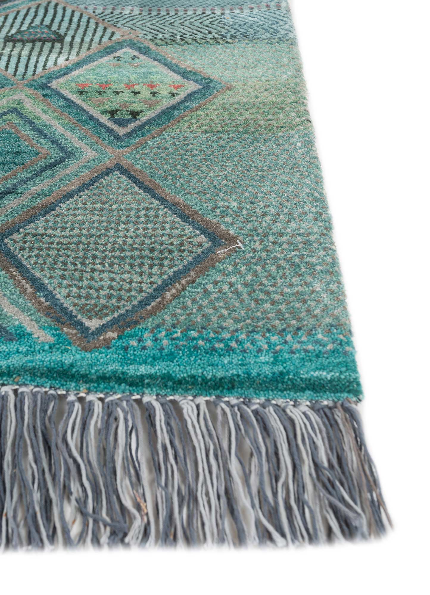 Freedom Manchaha Green Hand Knotted Wool & Bamboo Silk Rugs-Les-8262 ...