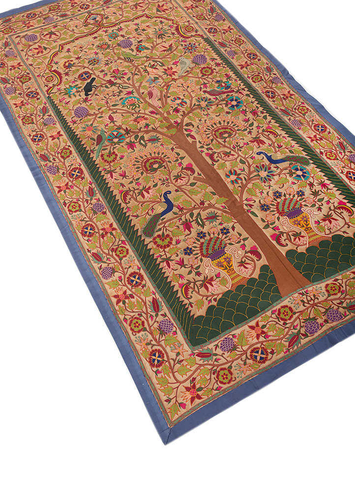 Pichwai Art Green Cotton Cloth WALL ART & TAPESTRY Jaipur Rugs AE