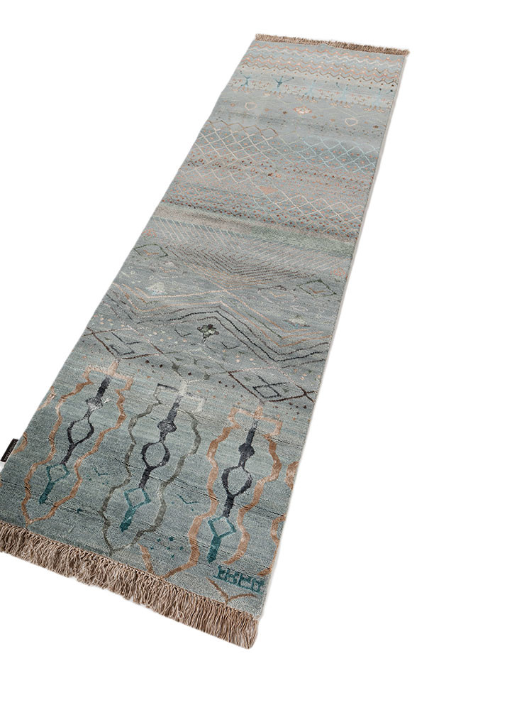 Manchaha Blue Hand Knotted Wool & Bamboo Silk Rugs - Les-2743 - Jaipur ...