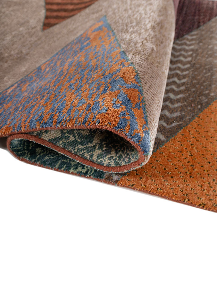 Manchaha Red & Orange Hand Knotted Wool & Bamboo Silk Rugs - Les-2808 ...