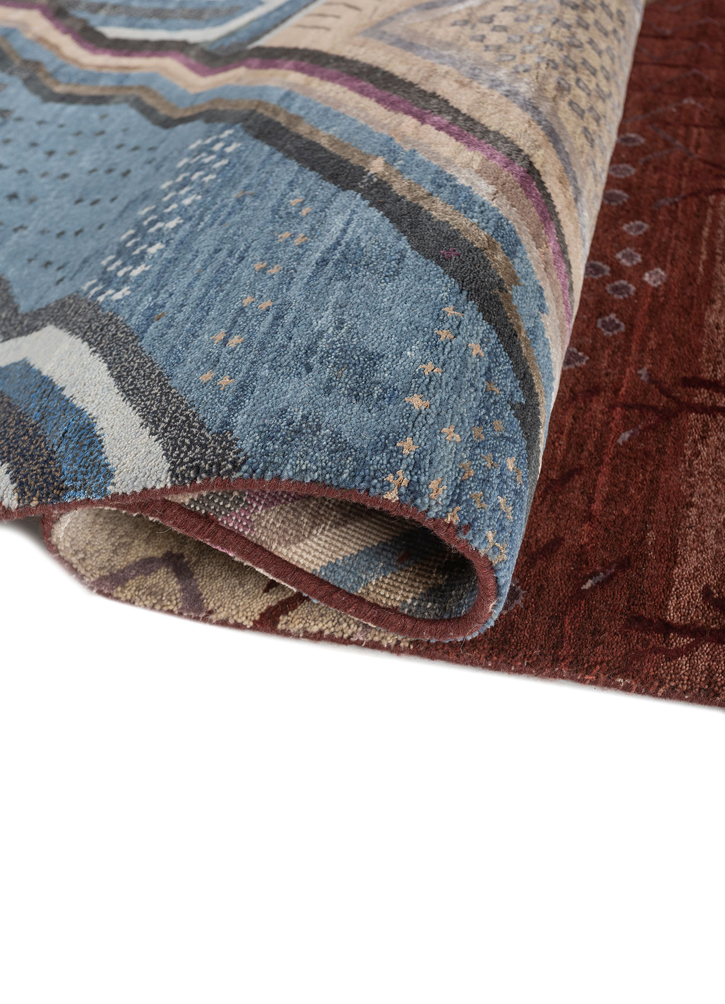 Manchaha Red & Orange Hand Knotted Wool & Bamboo Silk Rugs-Les-2771 ...