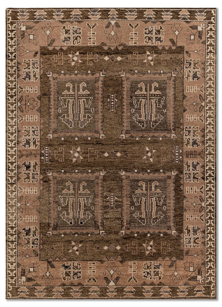 Aprezo Beige & Brown Hand Knotted Wool Rugs-Akwl-2089-Jaipur Rugs ZA