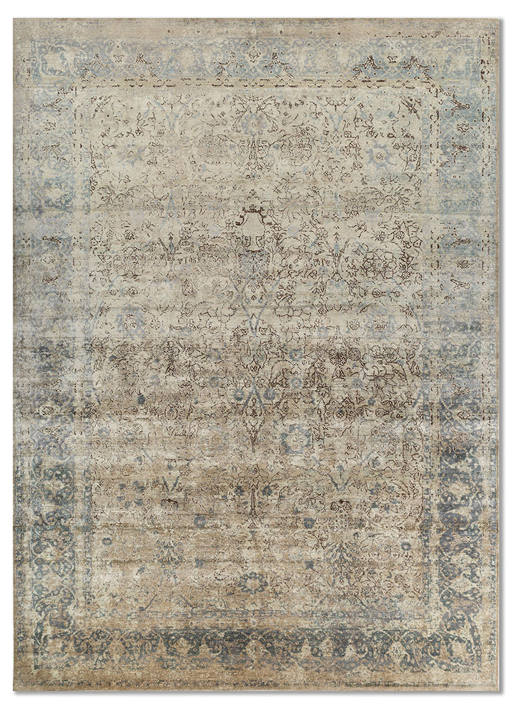 Aurora Ivory Hand Knotted Wool & Silk Rugs-Akws-13049-Jaipur Rugs IN