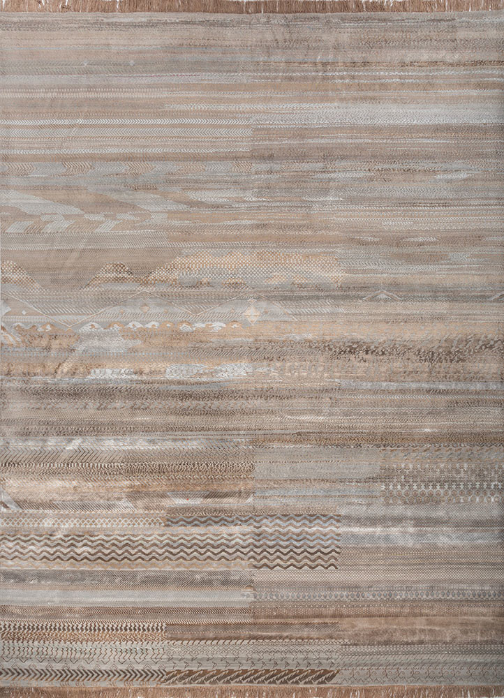 Manchaha Grey & Black Hand Knotted Wool & Bamboo Silk Rugs - Les-2523 ...