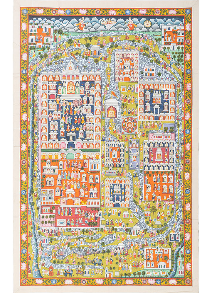 Pichwai Art Green Cotton Cloth WALL ART & TAPESTRY Jaipur Rugs IT