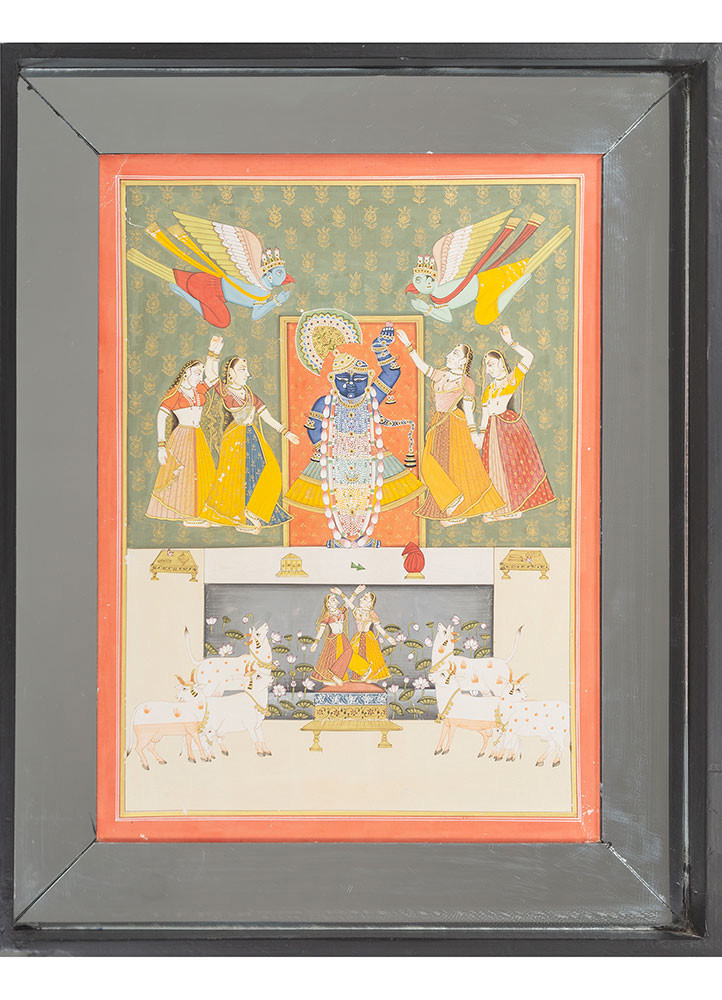 Pichwai Art Green Cotton Cloth WALL ART & TAPESTRY Jaipur Rugs AE