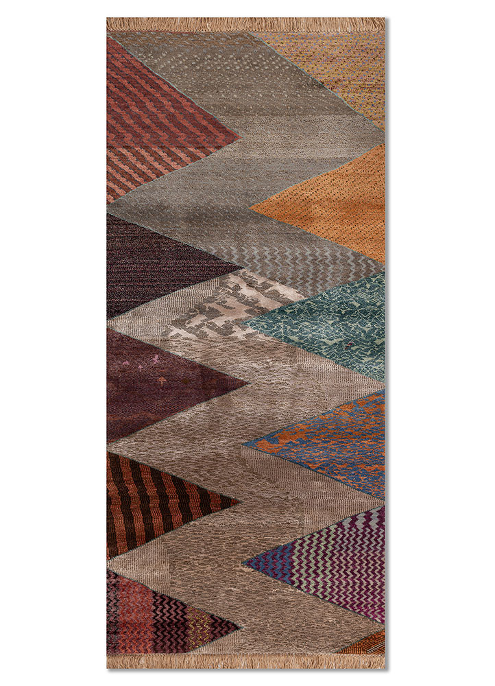 Manchaha Red & Orange Hand Knotted Wool & Bamboo Silk Rugs - Les-2808 ...