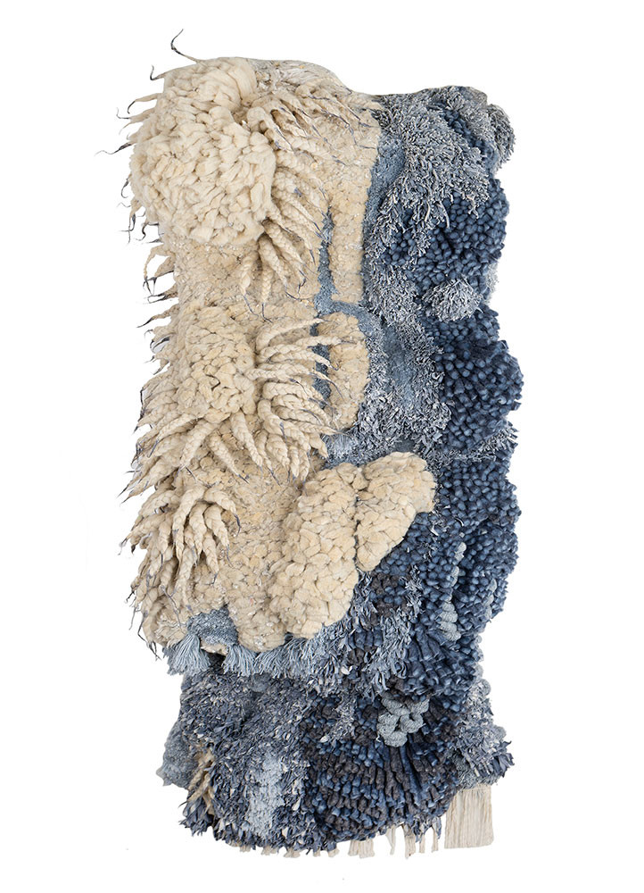 Wall Art Blue Wool & Bamboo Silk & Copper & Silk & Cotton Wall Art ...